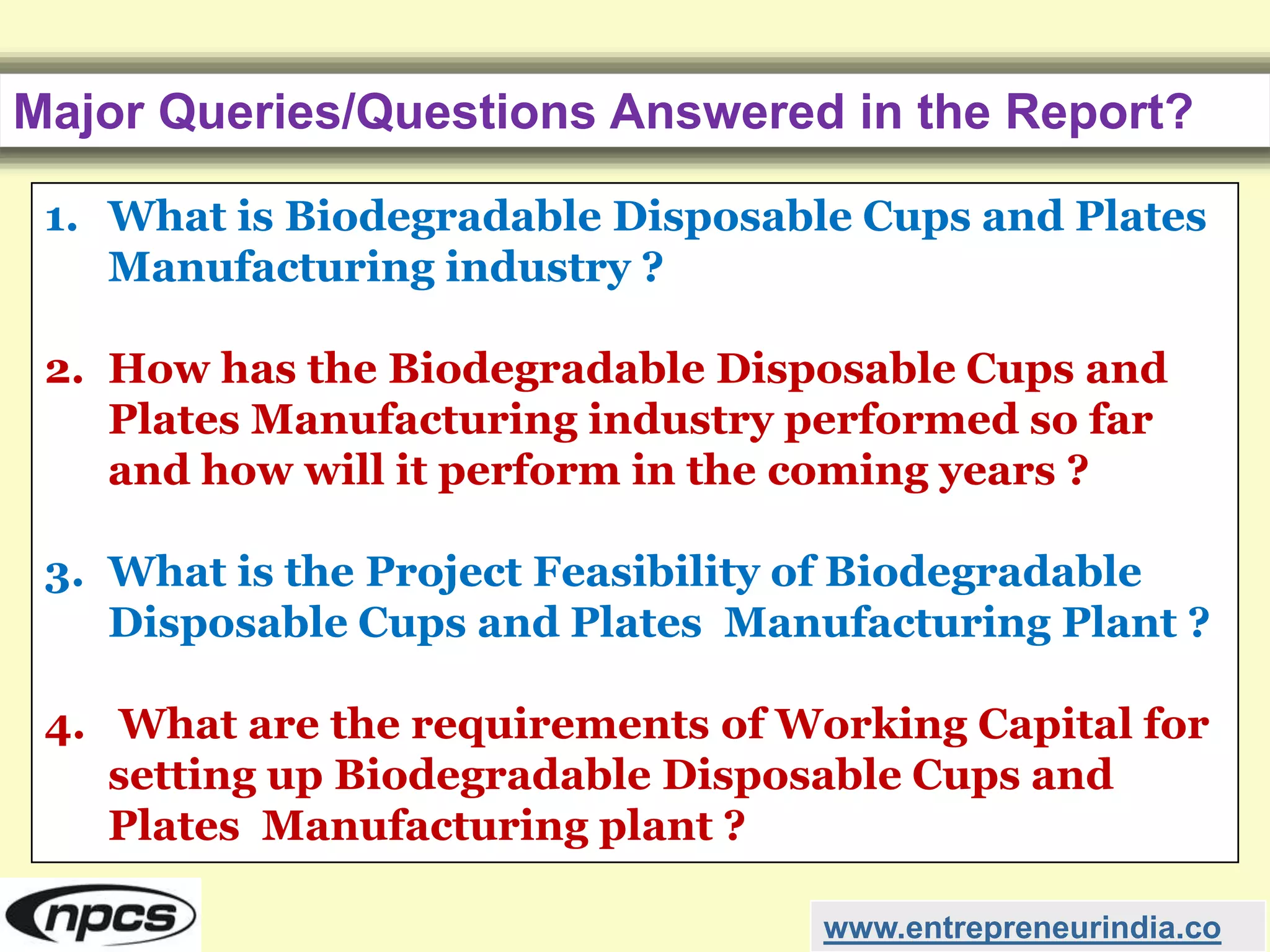 Biodegradable and Compostable Disposable Cups and Plates | PPTX