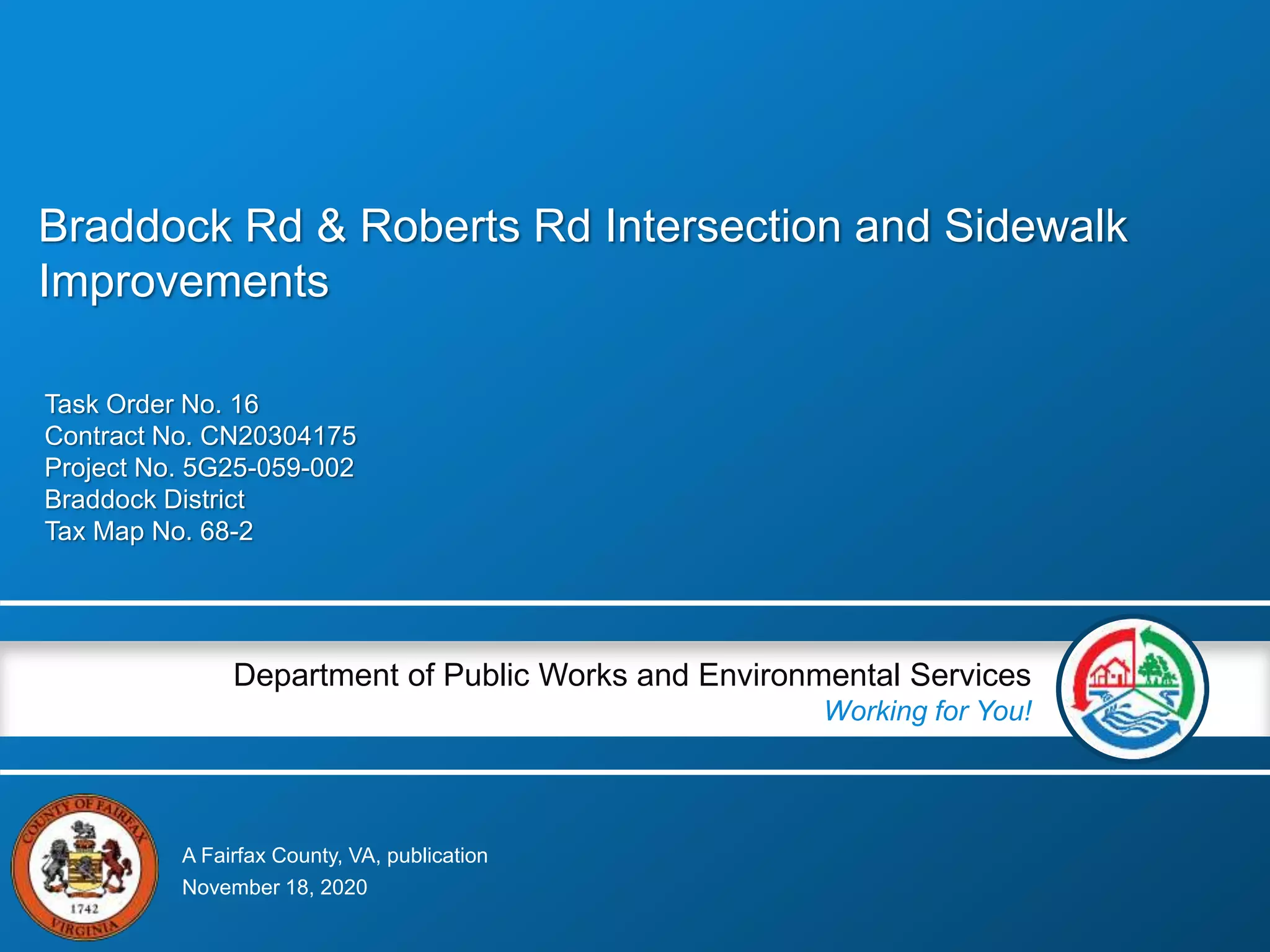 Braddock Rd. and Roberts Rd. Intersection and Sidewalk Improvements | PPT