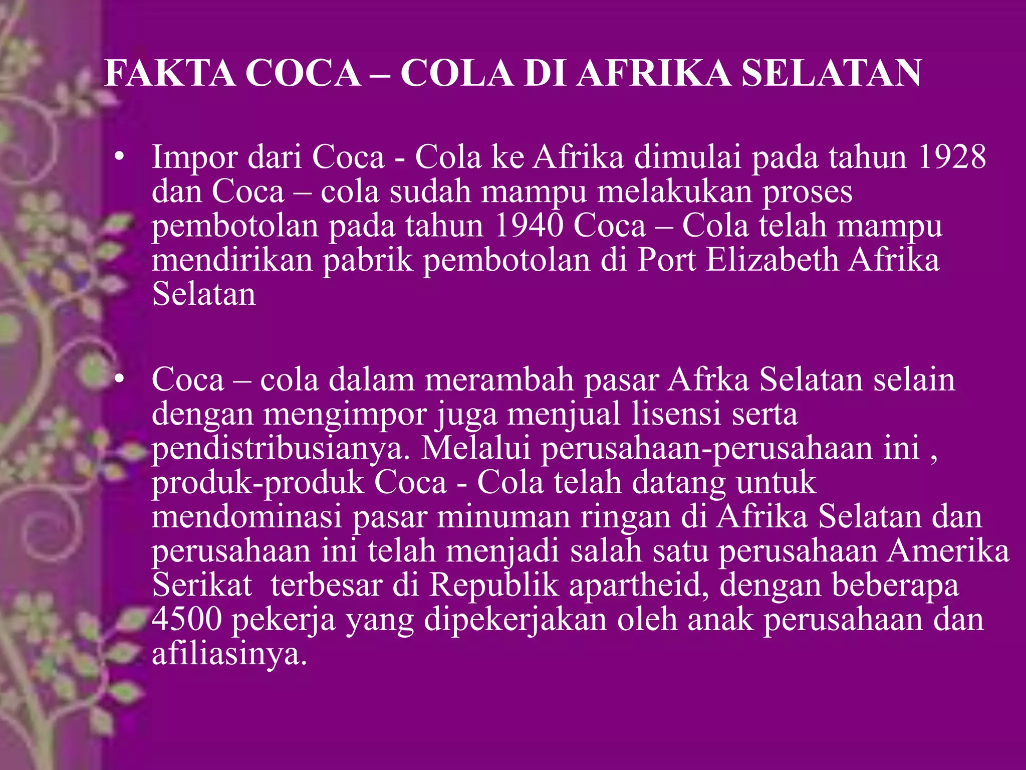 the evolution Coca - Cola in South Africa | PPTX
