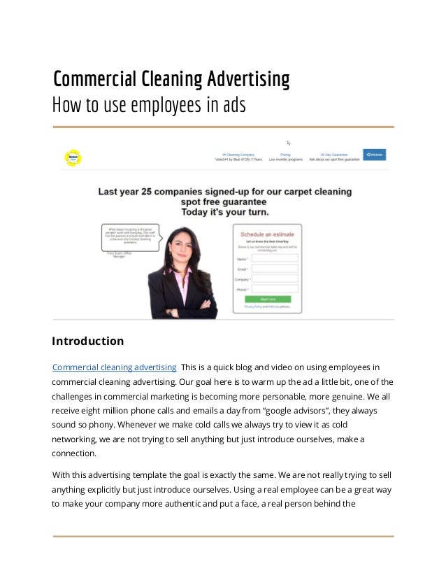 Commercial Cleaning Advertising, employee ads