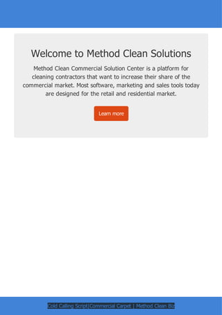 Commercial Cleaning Cold Calling Script | PDF