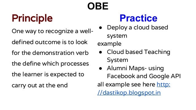 Outcome Based Education (OBE) - A practitioner's experience