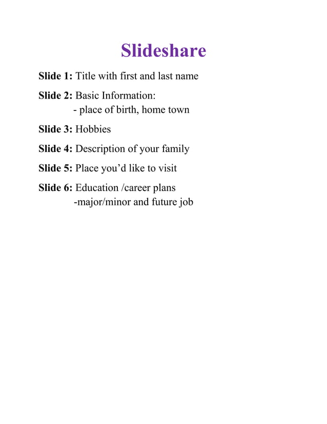 Slideshare directions | DOCX