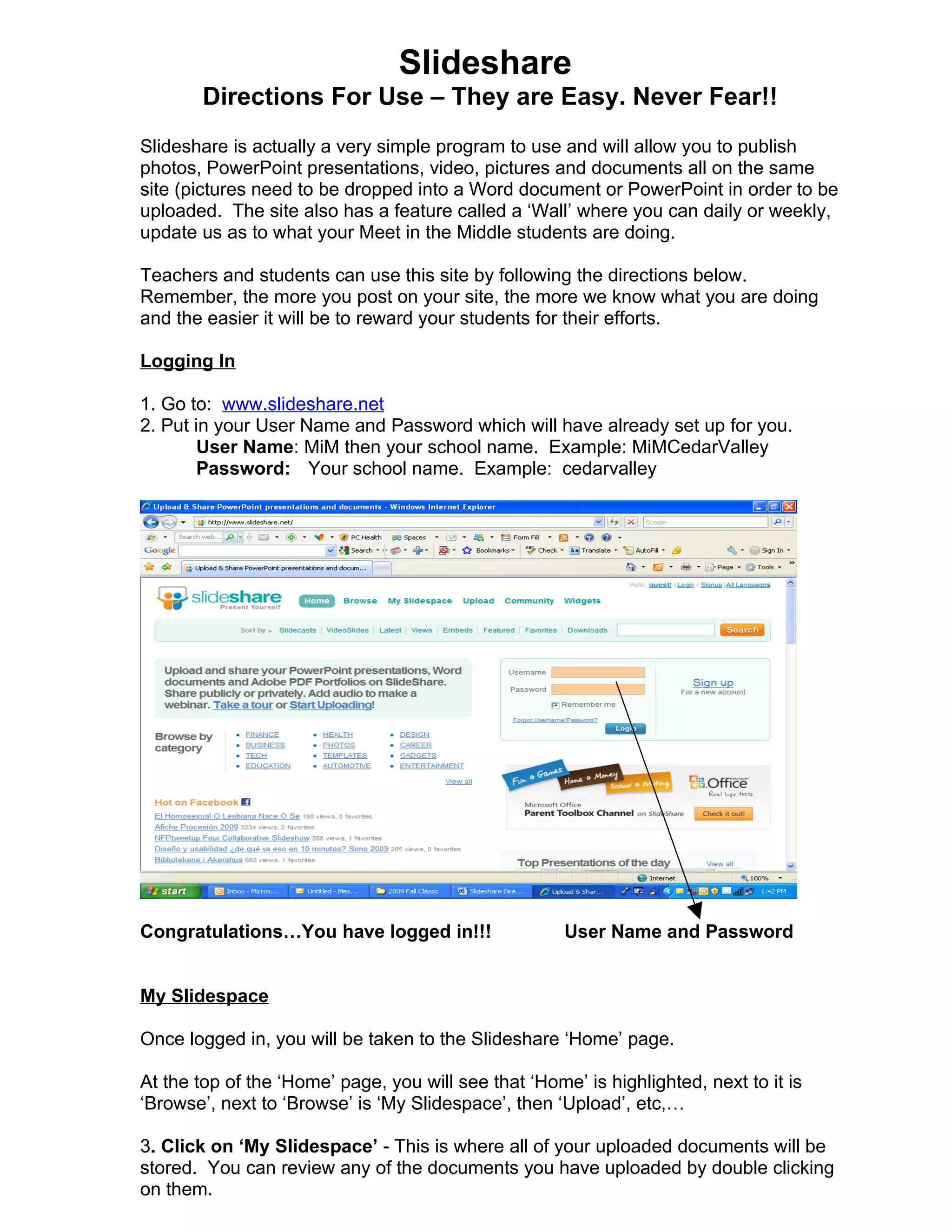 Slideshare Directions2 | DOC