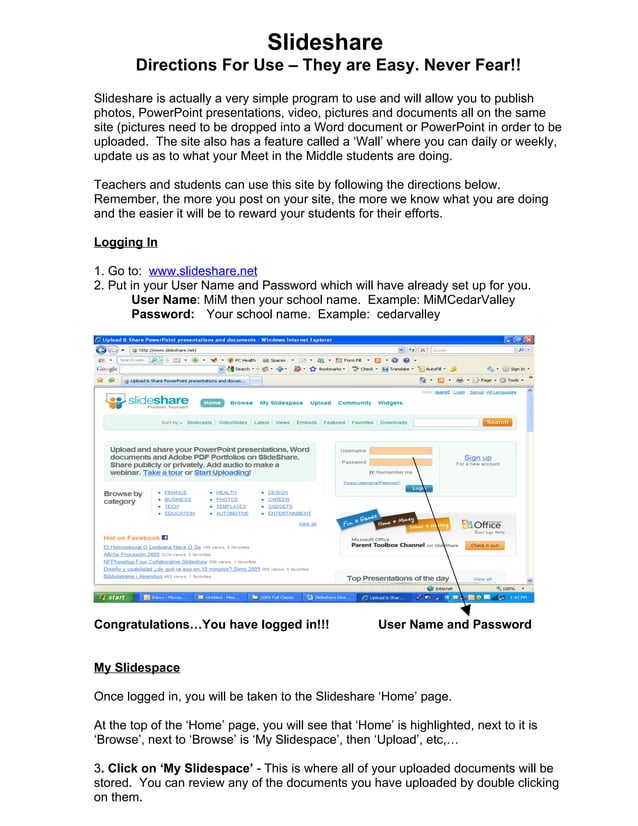 Slideshare Directions2 | DOC