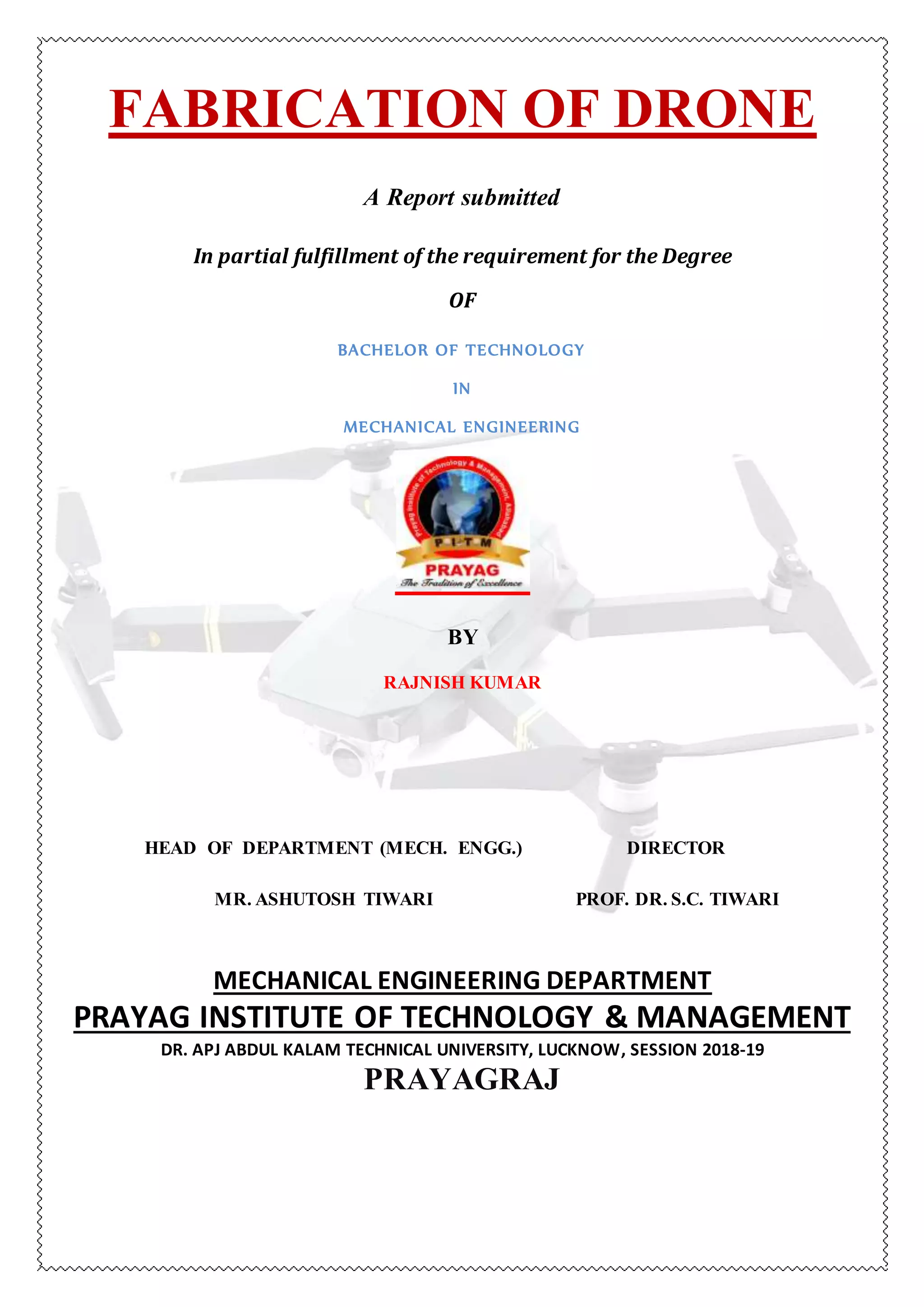 Fabrication of drone | DOCX