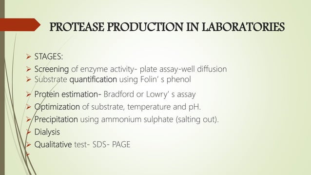 Production of protease enzyme from different sources. | PPTX