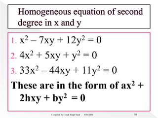 Introduction of Equation of pair of straight lines | PPTX