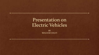 Presentation on Electric Vehicles | PPTX