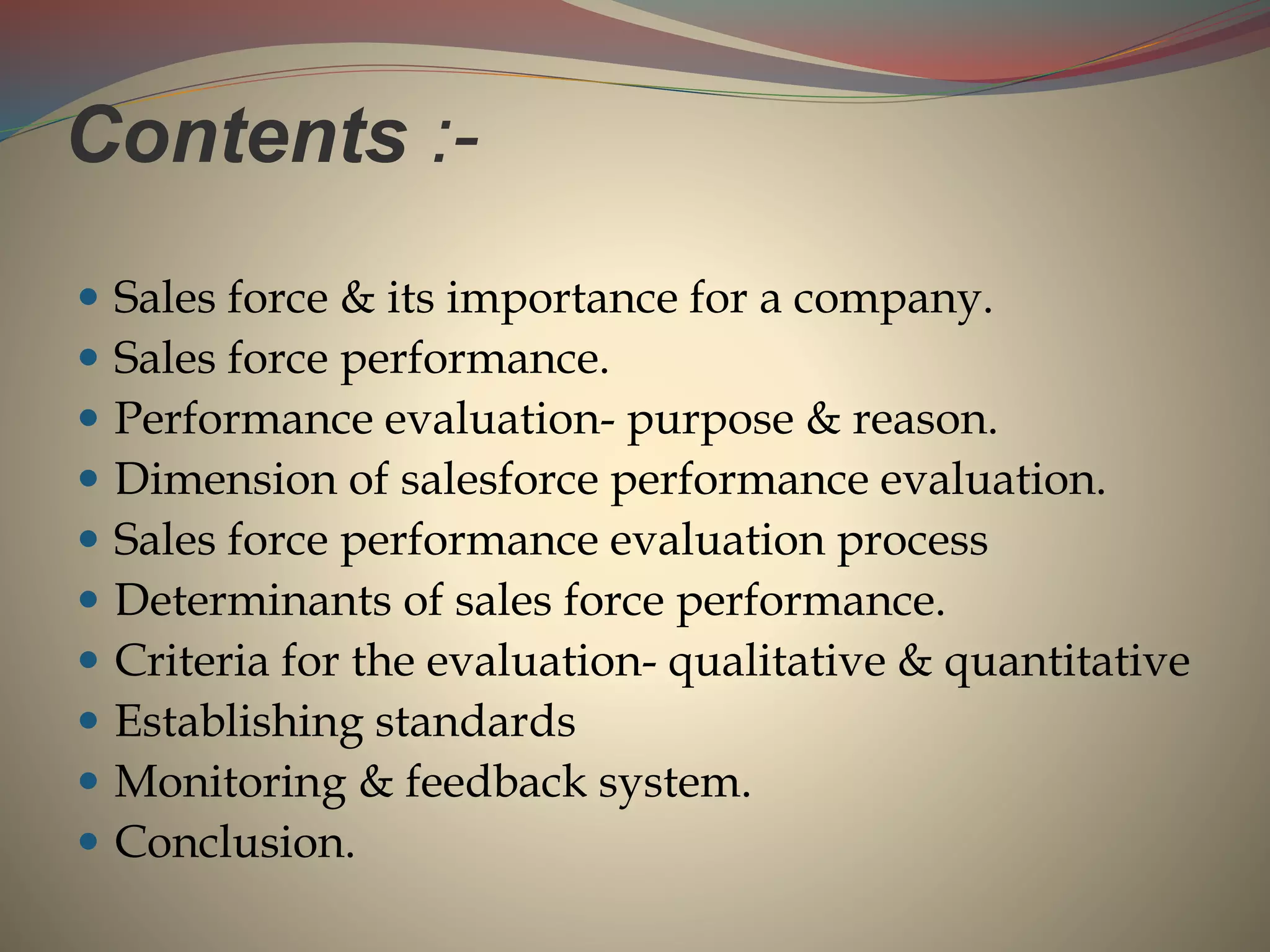 evaluation & appraisal of sales force | PPTX