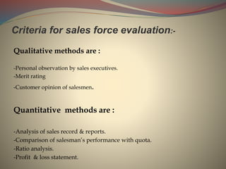 evaluation & appraisal of sales force | PPTX