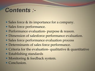 evaluation & appraisal of sales force | PPTX
