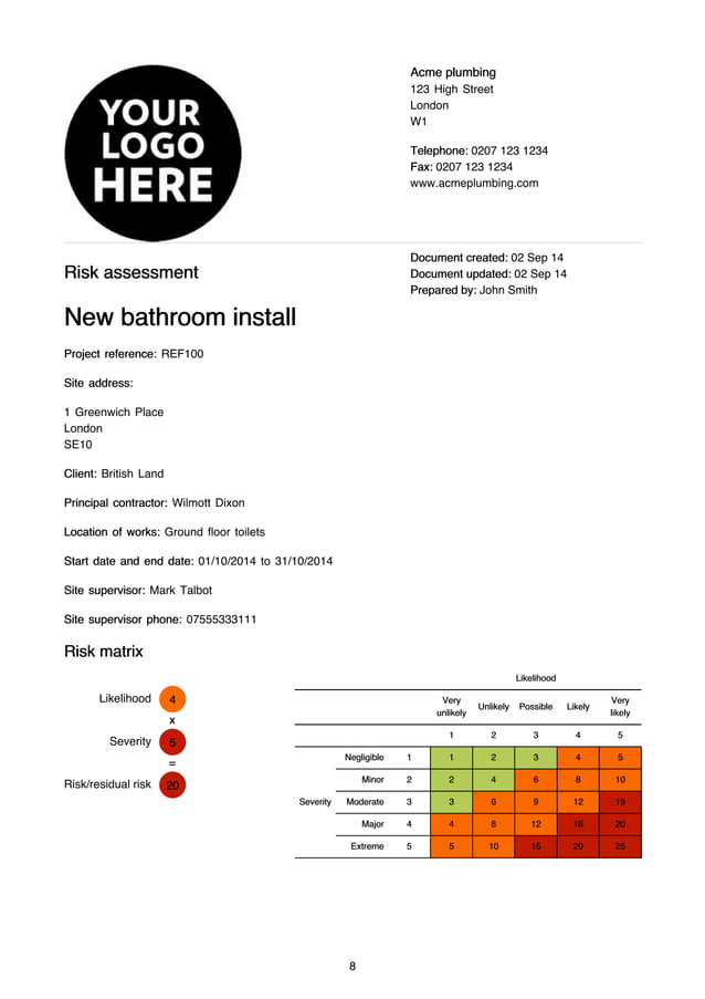 Hands HQ Example RAMS Document | PDF