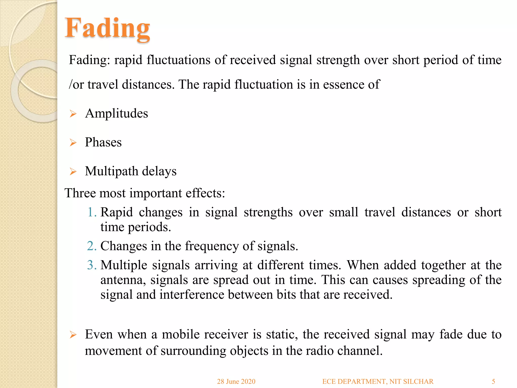 Fading in wireless propagation channel | PDF