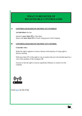 What is Register Registrable of Controller and Nominee Director | PDF