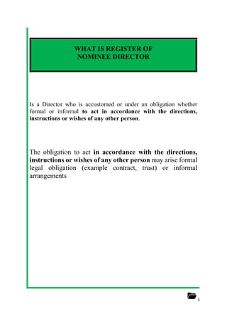 What is Register Registrable of Controller and Nominee Director | PDF