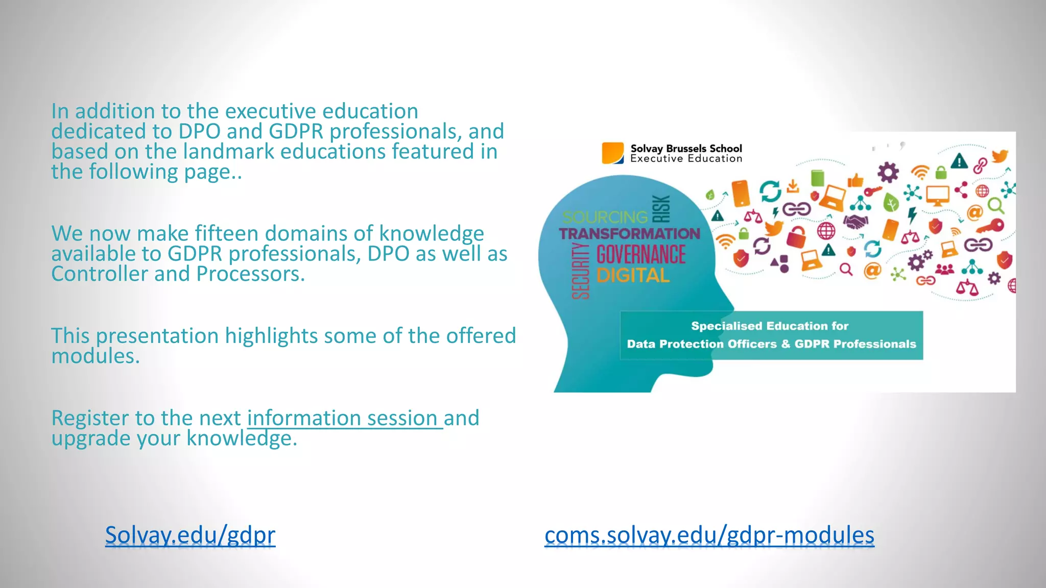 Specialized education for DPO and GDPR professionals | PPT