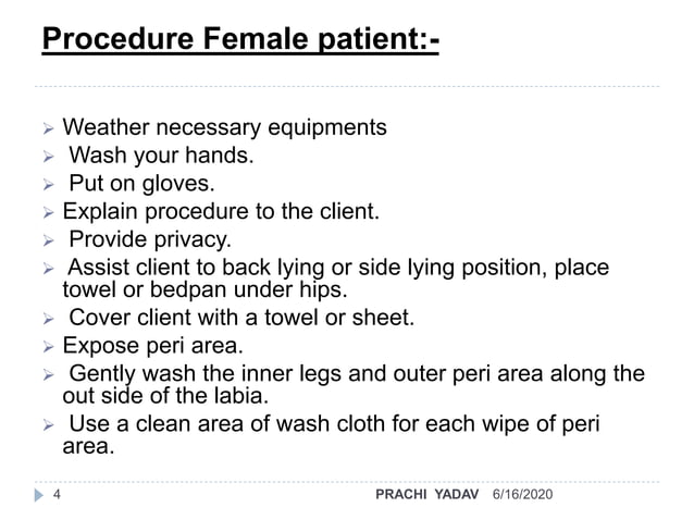 CARE OF PERINEUM/GENITALIA | PPT | Bath and Shower | Personal Care