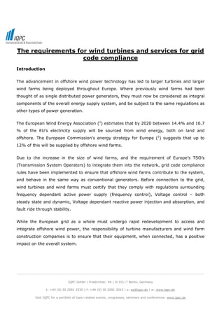Grid Integration: Requirements for Wind Turbines | PDF