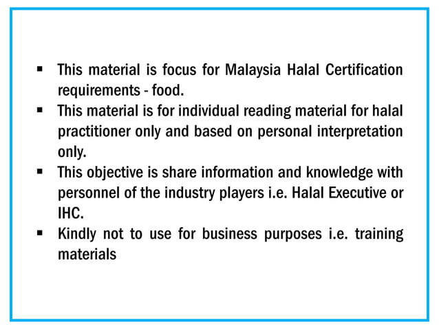 HALAL INTERNAL AUDIT (FOOD : MALAYSIA HALAL CERTIFICATION REQUIREMENTS ...