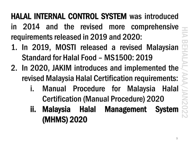 HALAL INTERNAL AUDIT (FOOD : MALAYSIA HALAL CERTIFICATION REQUIREMENTS ...