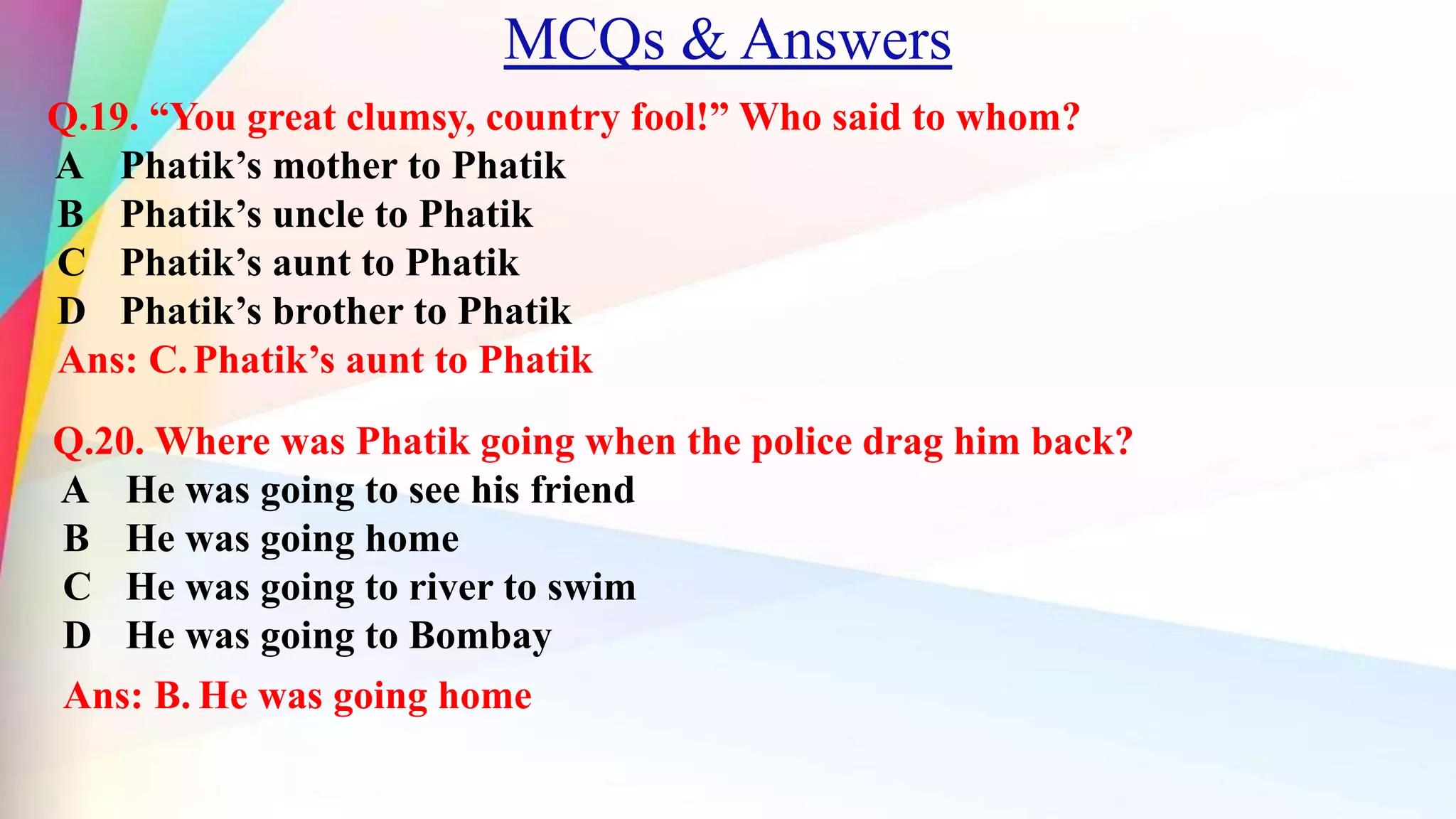 MCQs_PPT_Homecoming By Rabindranath Tagore | PPT