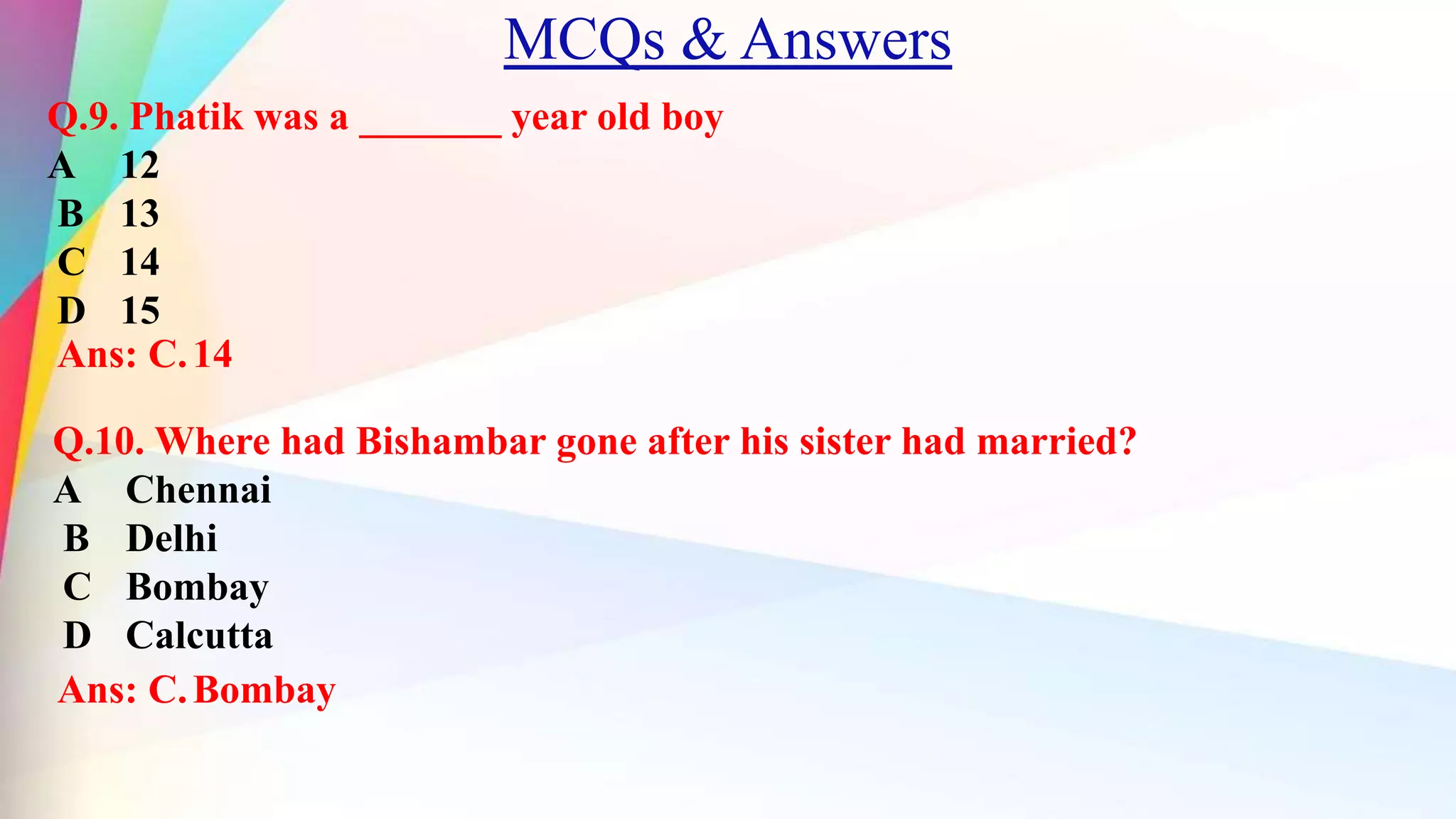 MCQs_PPT_Homecoming By Rabindranath Tagore | PPT