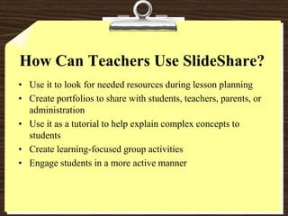 Slide share in an educational setting | PPT