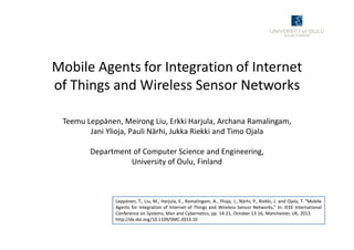 Mobile Agents for the Integration of Wireless Sensor Networks and the Internet of Things | PDF ...
