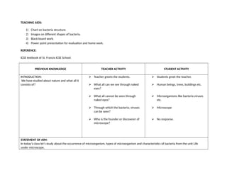 LIFE UNDER MICROSCOPE LESSON PLAN | PPT