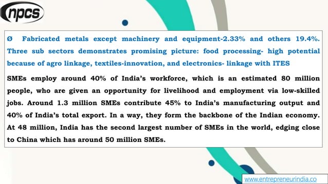 List of 50 Selected Projects for Micro, Small and Medium Enterprises (MSME). | PPTX | Small and ...