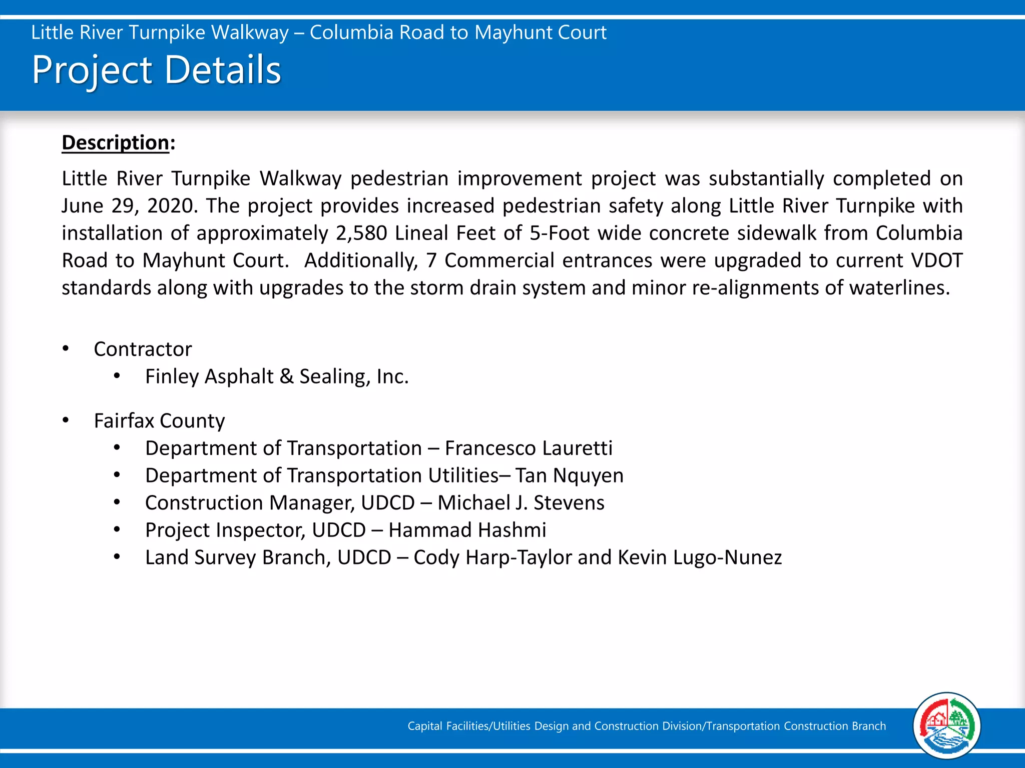 Fairfax County Little River Turnpike Walkway August 2020 | PPTX