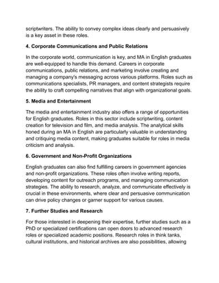 Career Prospects of MA in English Course | PDF