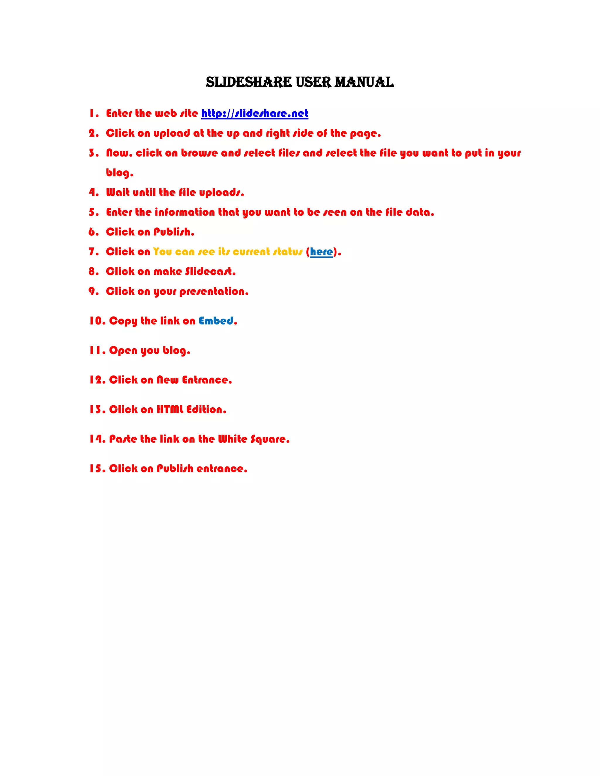 Slideshare Manual | DOCX