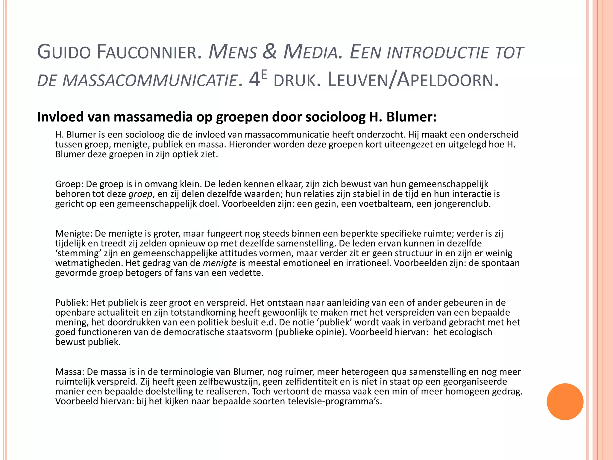 Slideshare massacommunicatie | PPTX