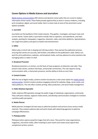 BSc Hons in Media Science and Journalism | PDF | Media Industry ...