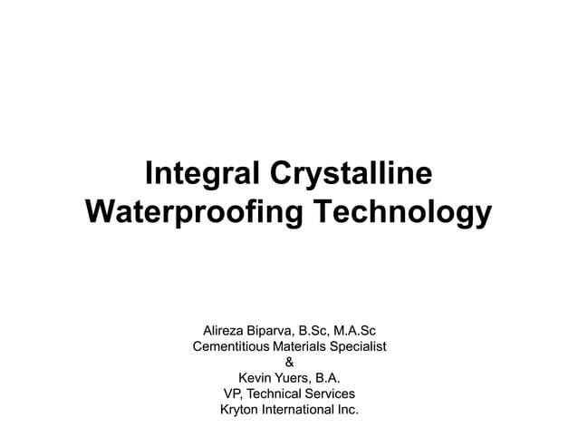 Integral Crystalline Waterproofing Technology | PDF