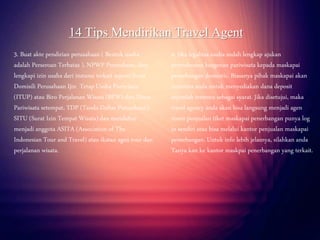 Cara Mendirikan Travel Agent SlideShare | PPT