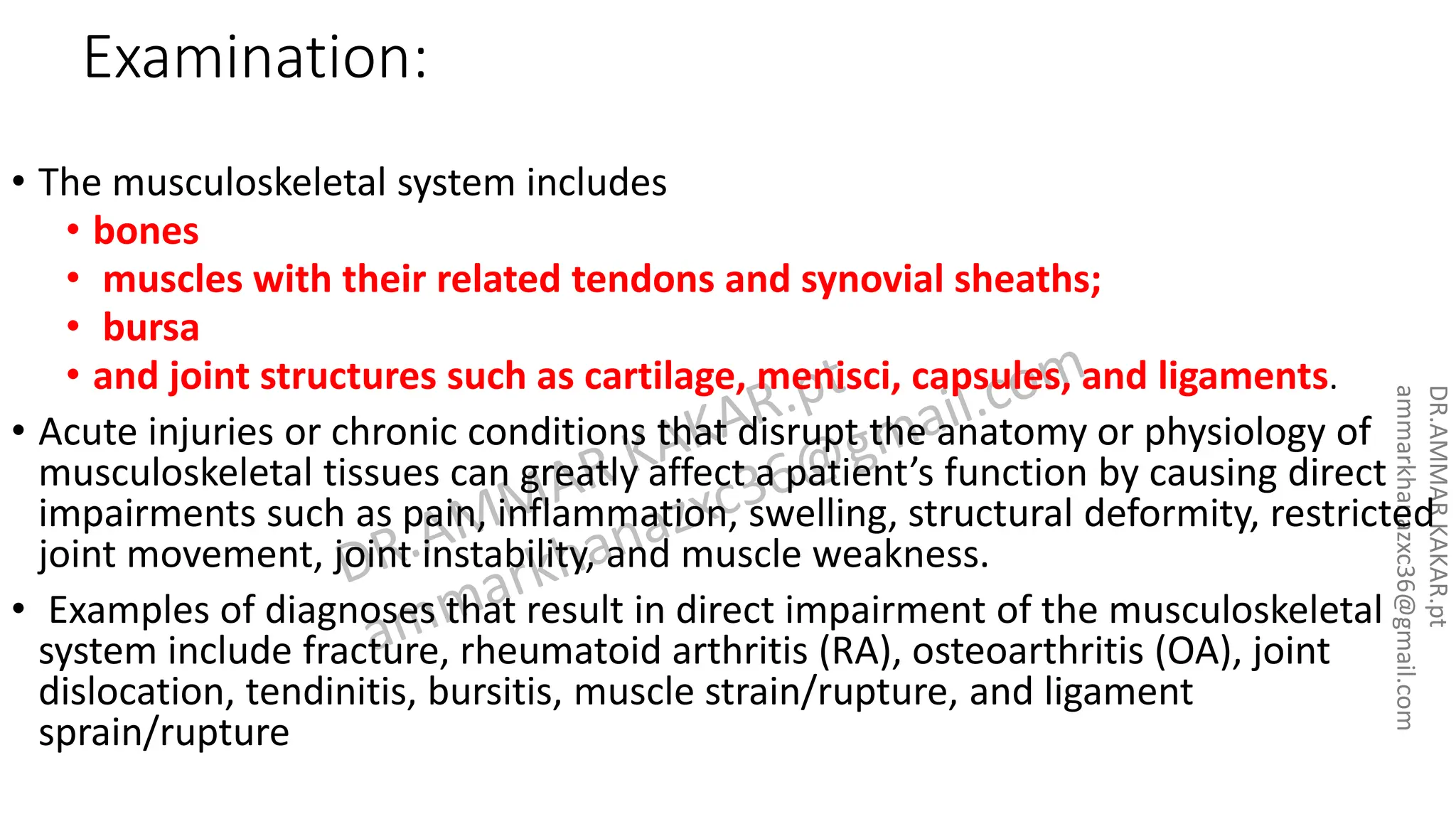 musculoskeletal system /orthopedic examination | PPTX