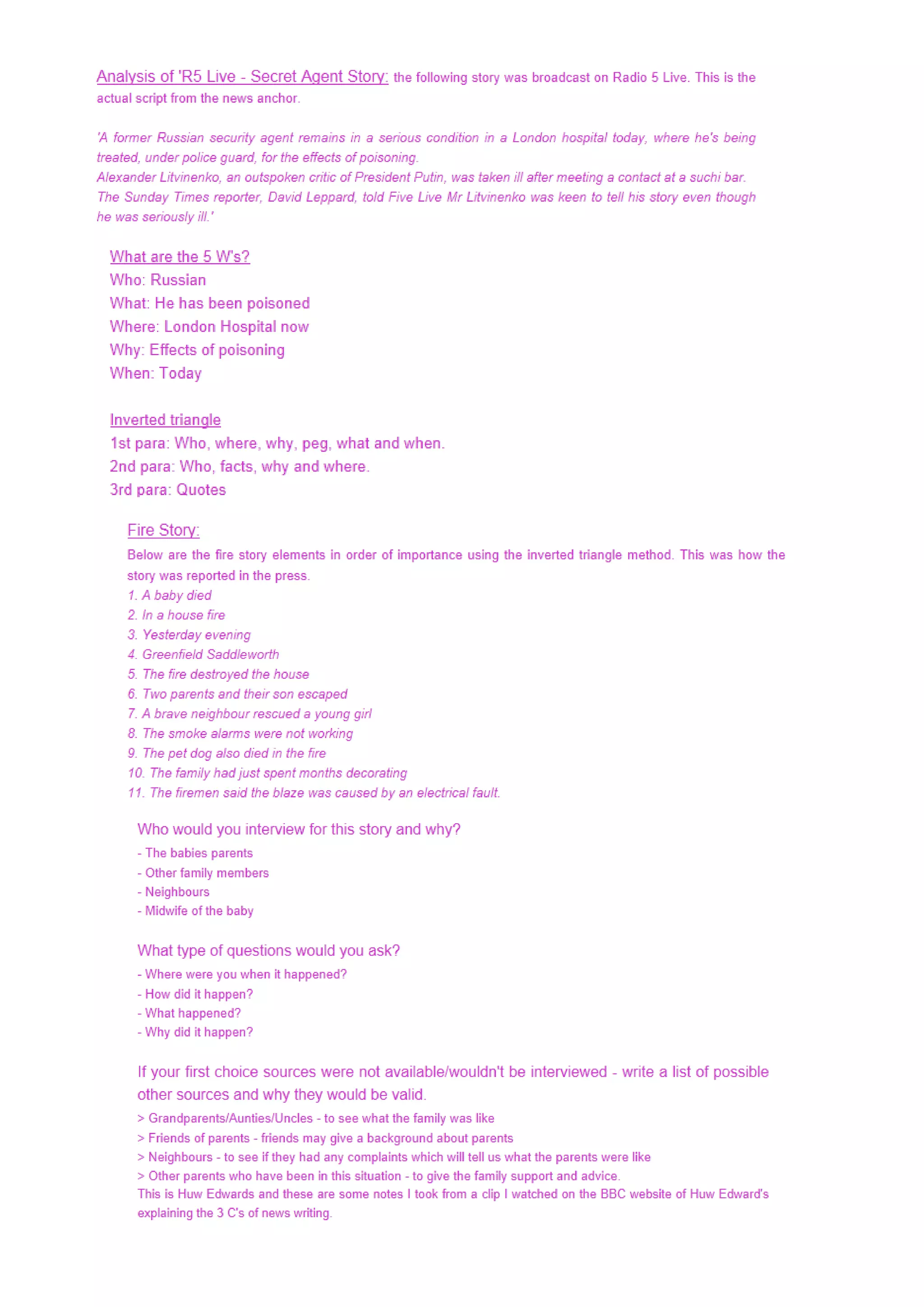 Slideshare on news features | DOCX