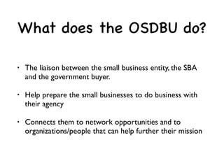 Office of Small and Disadvantaged Business Utilization | PPT