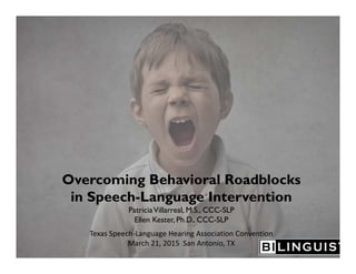 Overcoming Behavioral Roadblocks in Speech-Language Intervention | PPT