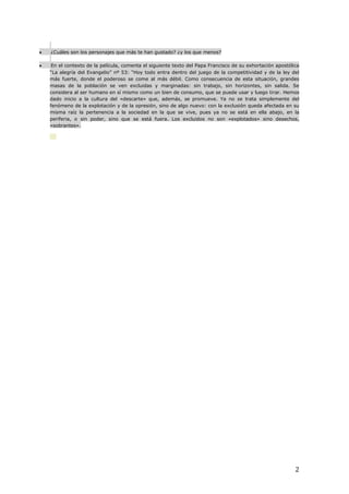 ACTIVIDADES SOBRE LA PELÍCULA PAGO JUSTO | DOCX