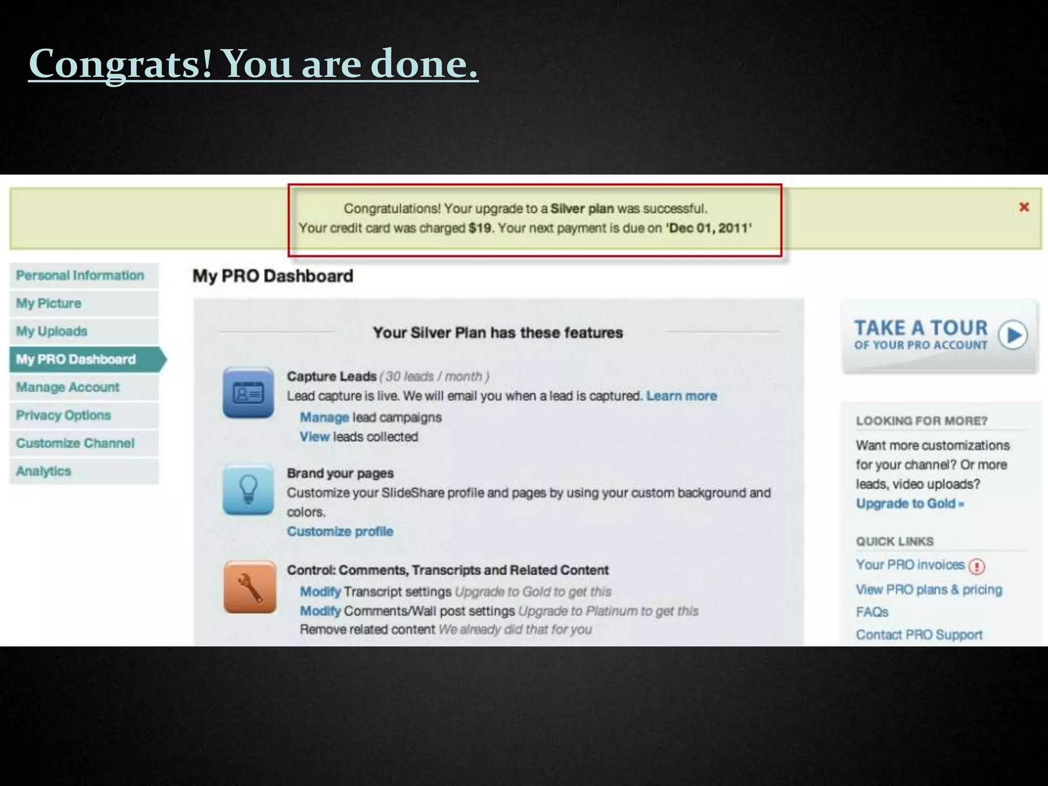 Slide share payment for pro v2 | PPT