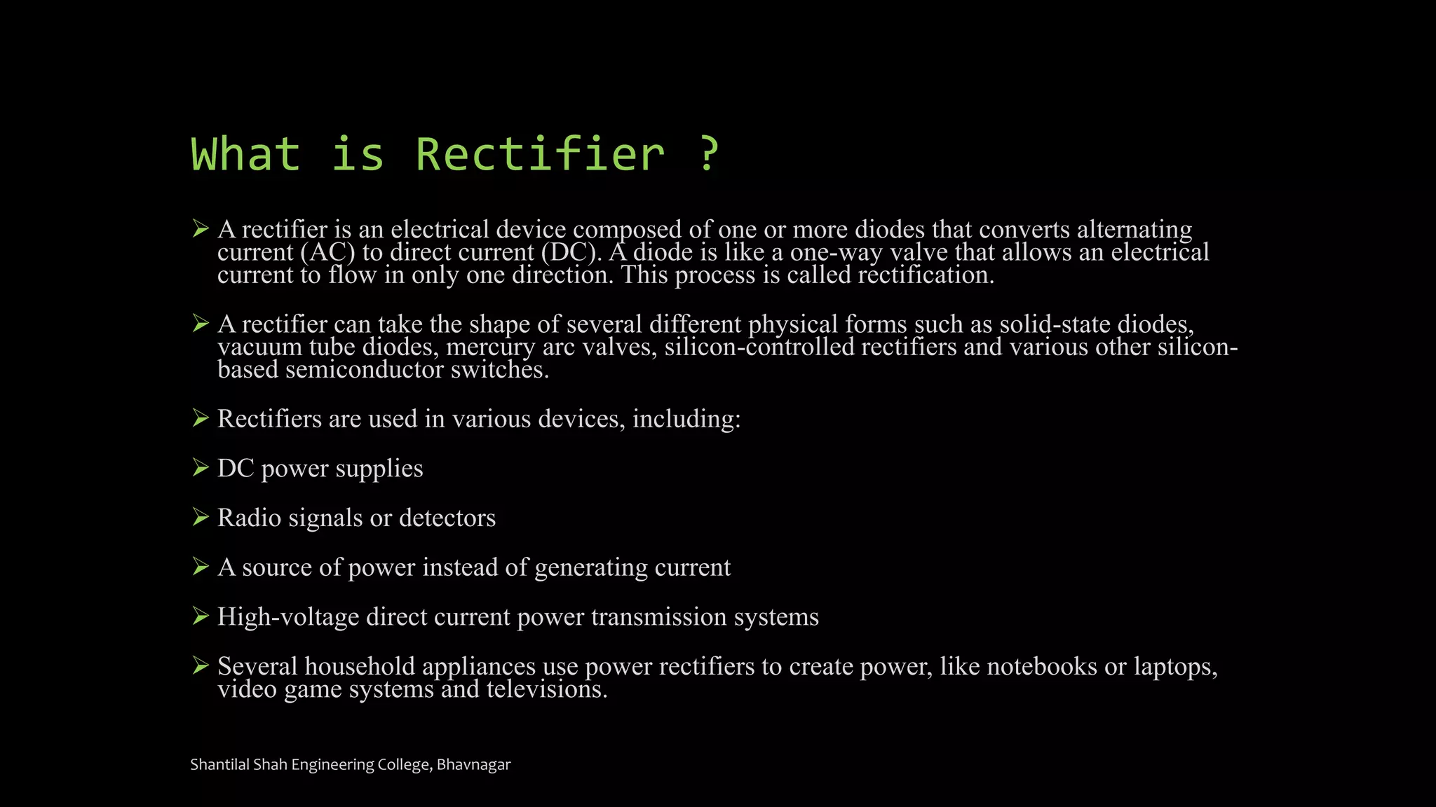 Single Phase Uncontrolled Bridge Rectifier with RLE Load | PPTX