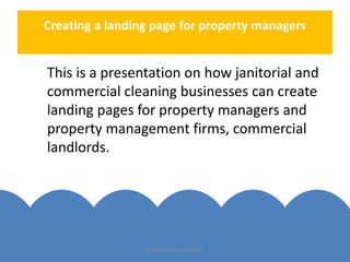 How To Create Janitorial Sales Leads | PPT