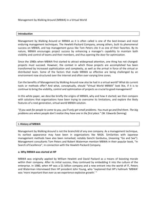 Virtual MBWA: Optimizing Project Management in Distributed Teams | PDF