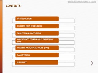 Continuous Manufacturing of Tablets | PPTX