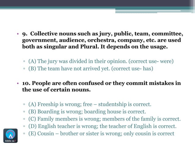 SSC Exams :- Important rules with examples for nouns | PPTX