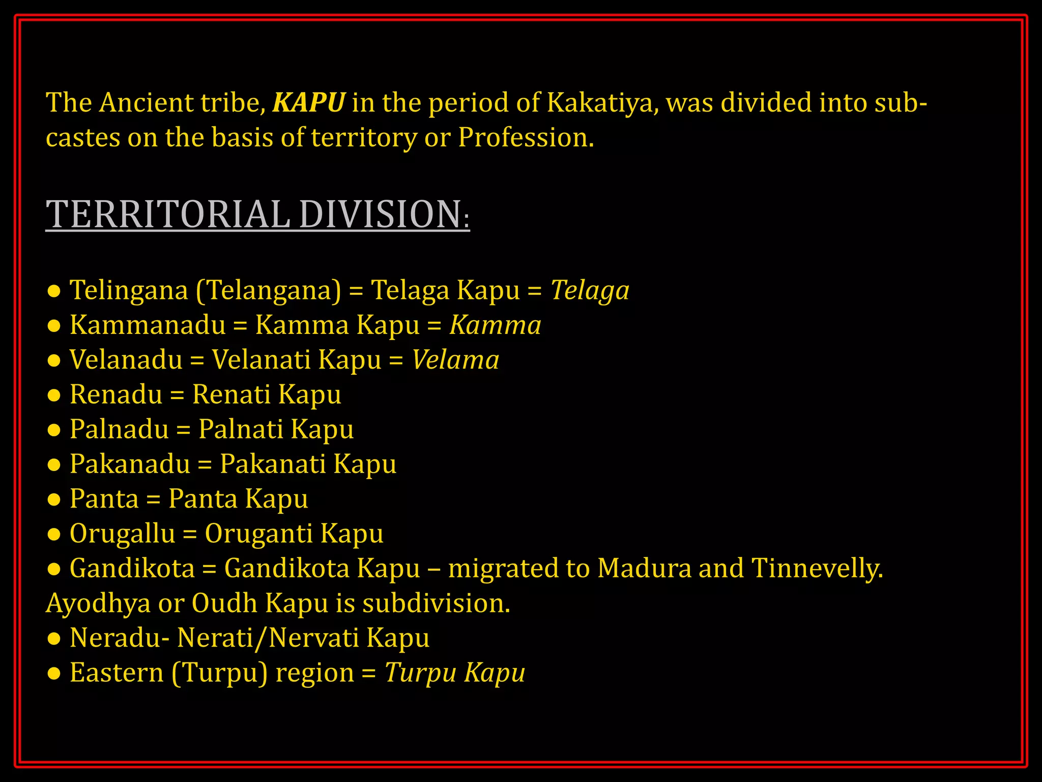 HISTORY OF KAMMA, KAPU, REDDY & VELAMA | PPTX